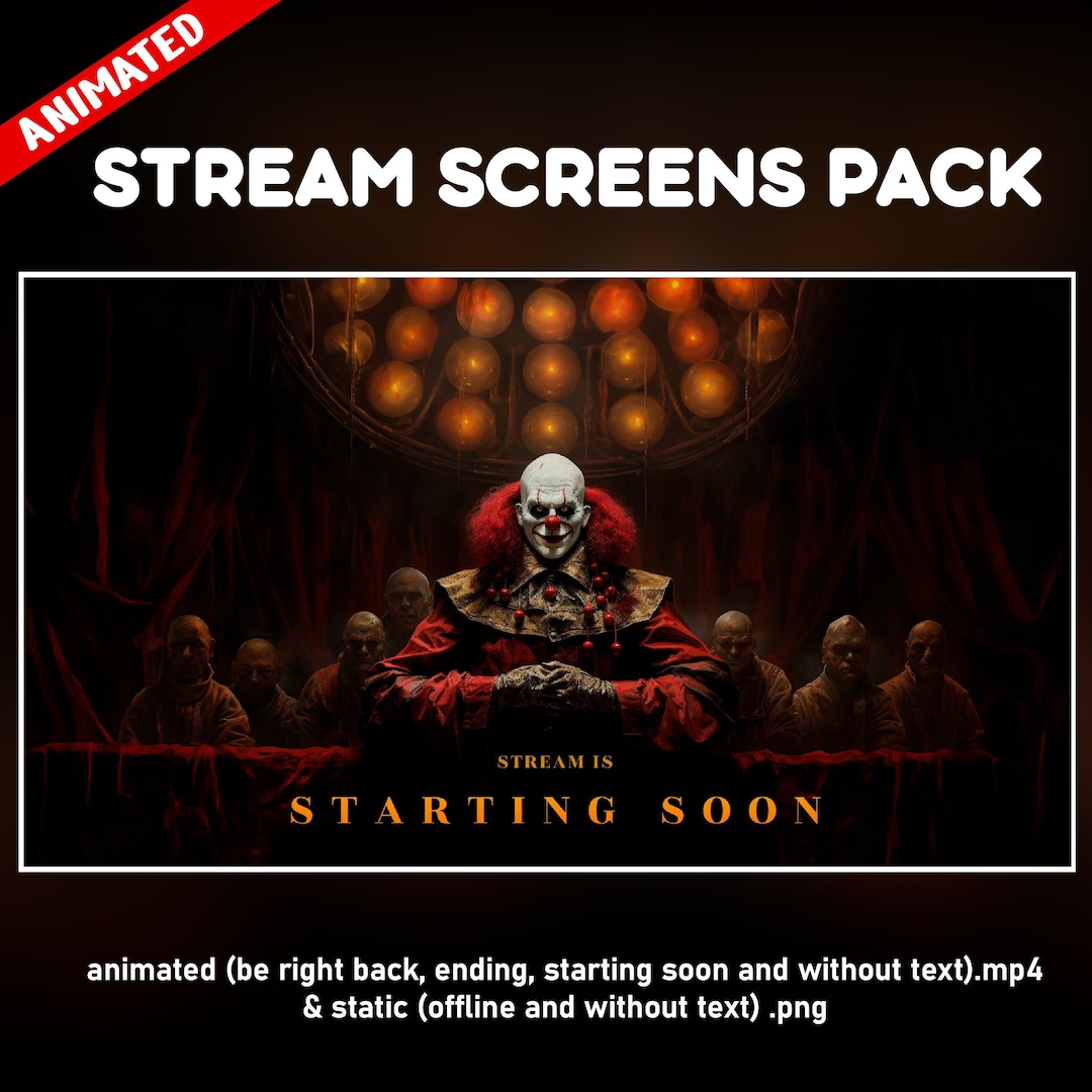 Horror Clown Twitch Overlay Animated - Terror Circus Gothic Spooky ...