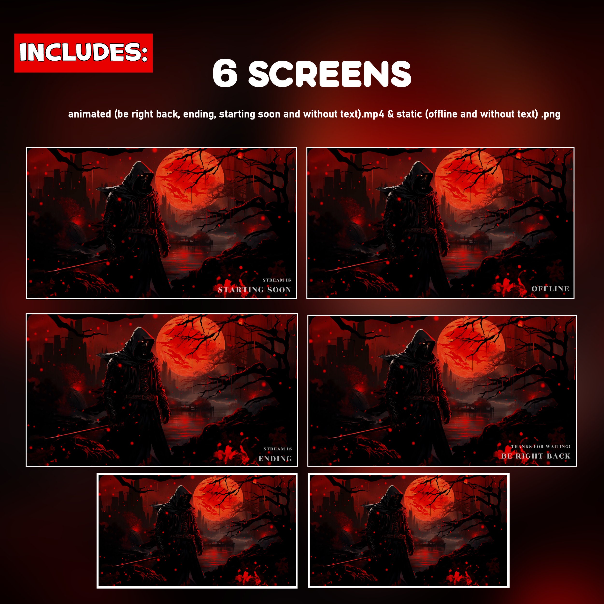 Ninja Red Twitch Overlay Animated Pack - Ninja Warrior - Asian Japanese ...