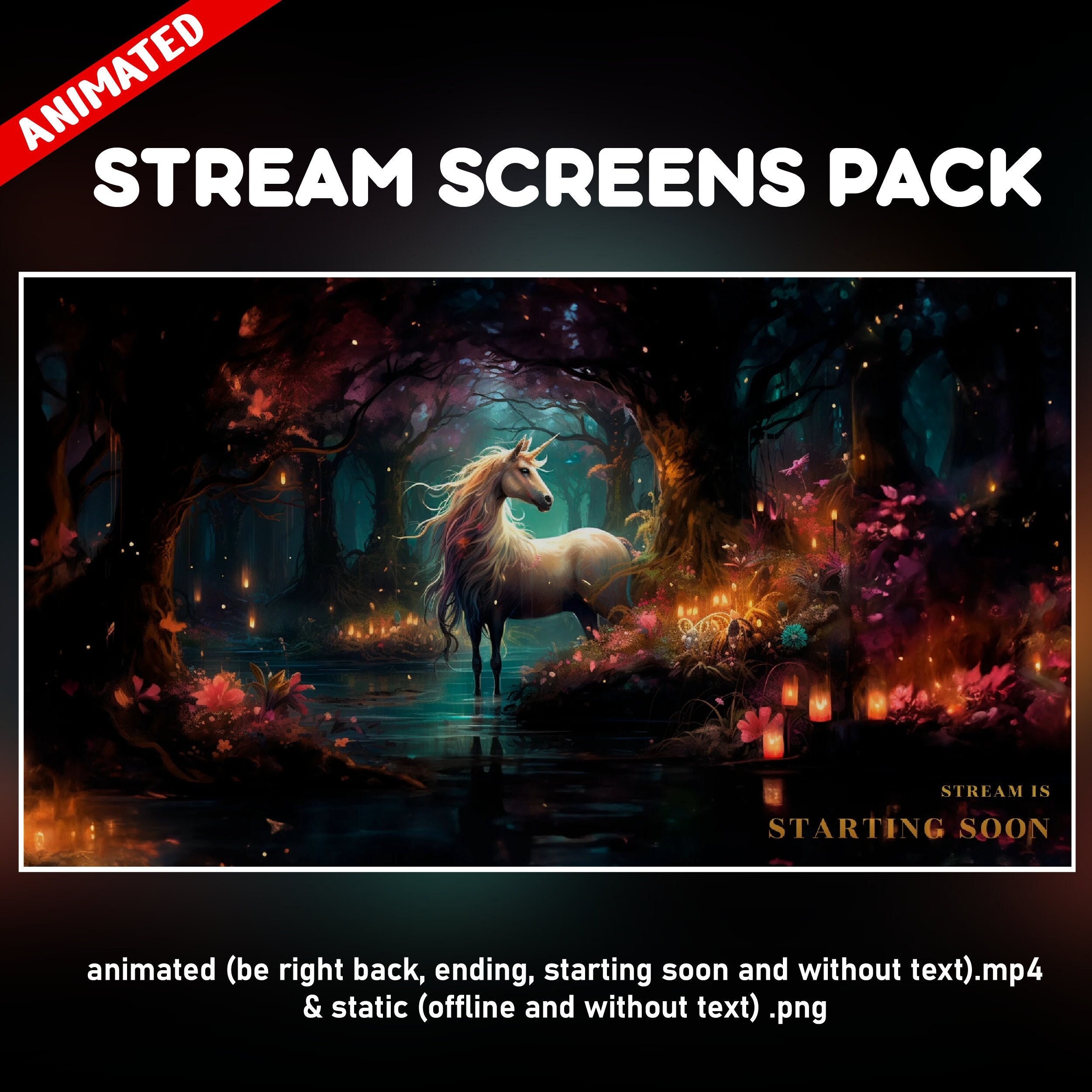 Unicorn Twitch Overlay Animated Pack - Mythological Fantasy Forest ...