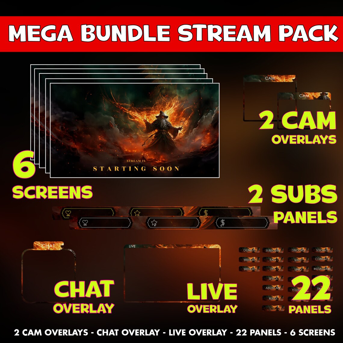 Wizard Twitch Overlay Animated Pack Witcher Screens Warriorr Cozy for ...