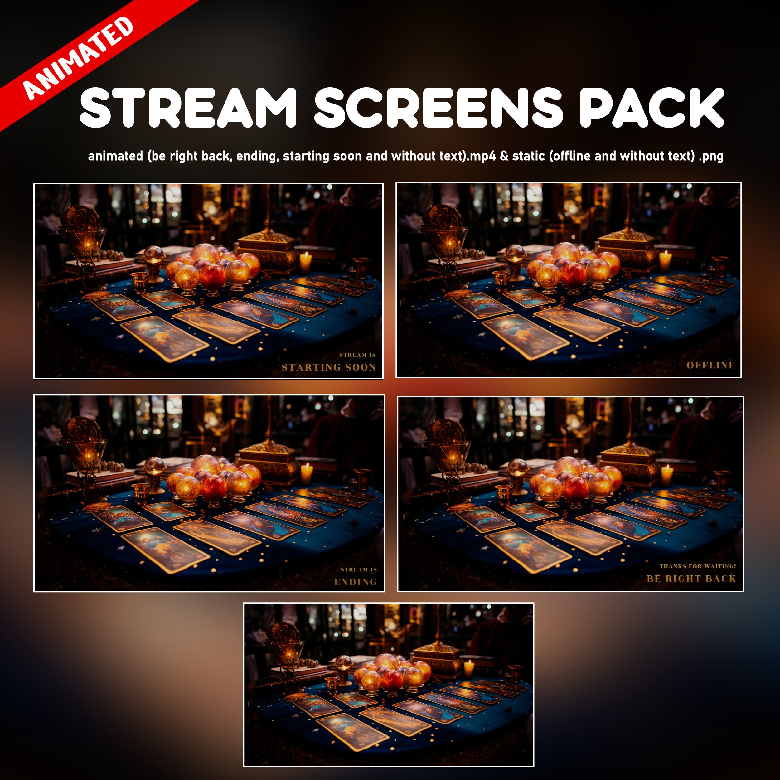 Cards Tarot Table Twitch Overlay Animated Pack - Clairvoyant Seer Cozy ...