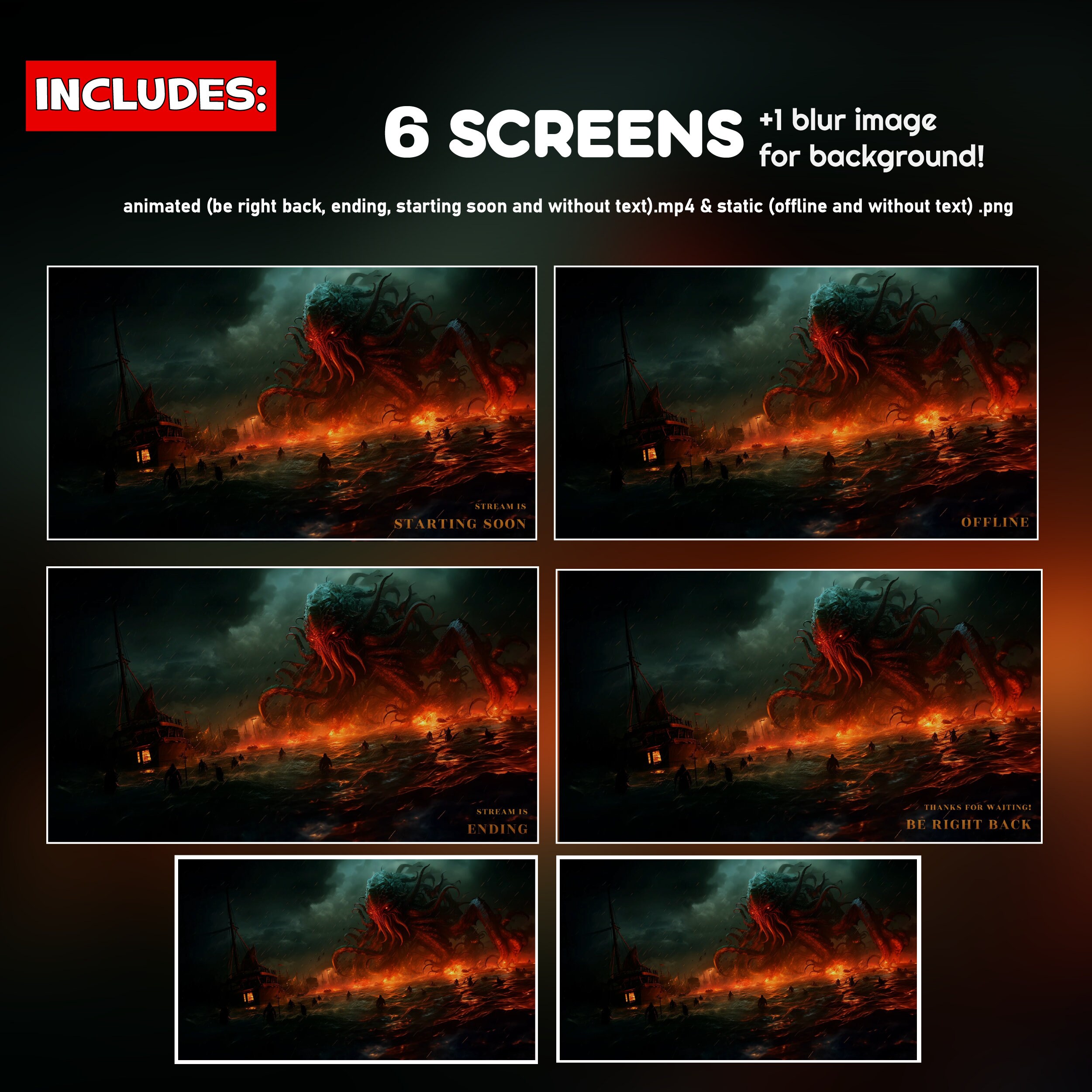 Cthulhu Twitch Overlay Animated Package - Cthulhu Background Stream ...