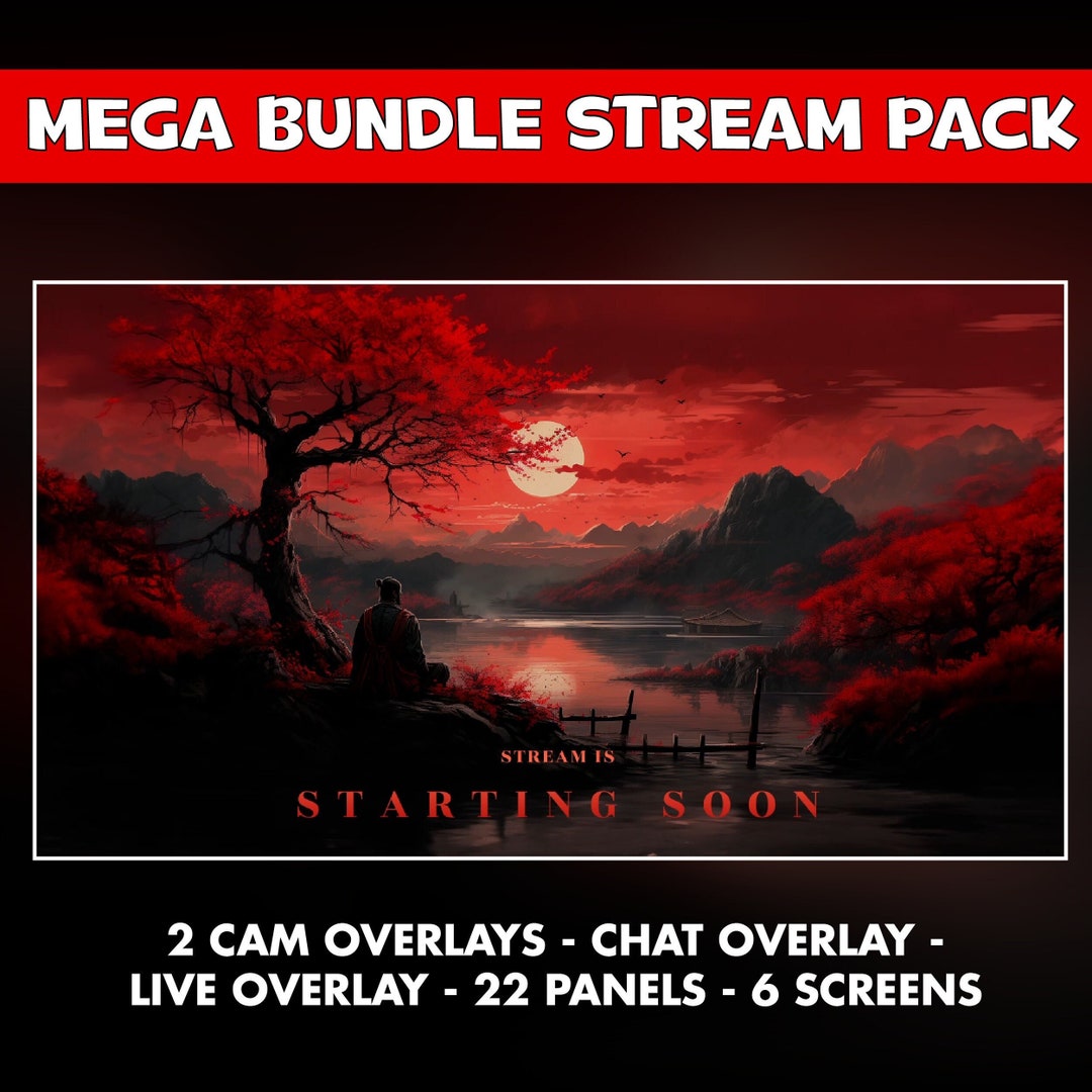 Samurai Red Twitch Overlay Animated Pack Warrior Cozy - Etsy