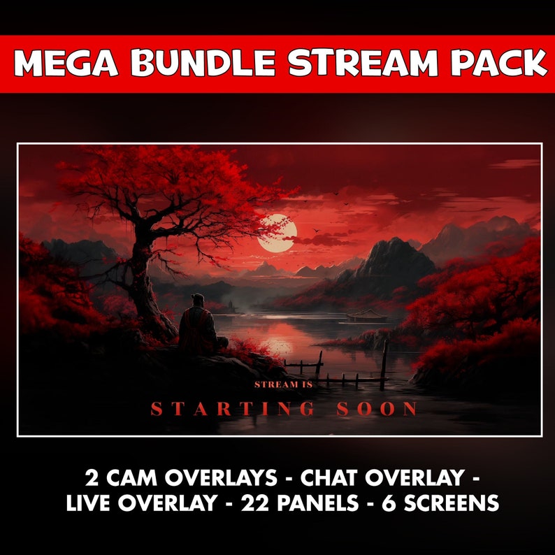 Samurai Red Twitch Overlay Animated Pack Warrior Cozy - Etsy