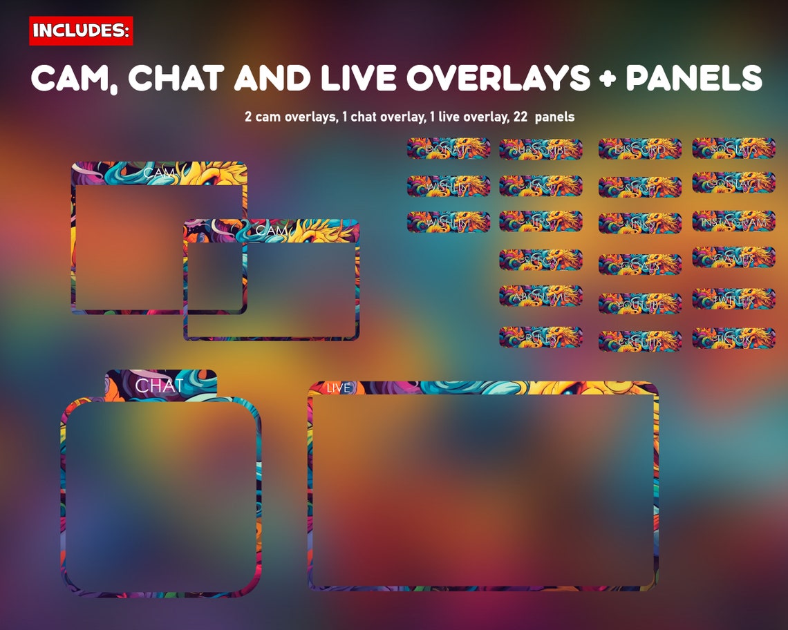 Chinese Dragon Twitch Overlay Animated Pack Graffiti Style Background ...