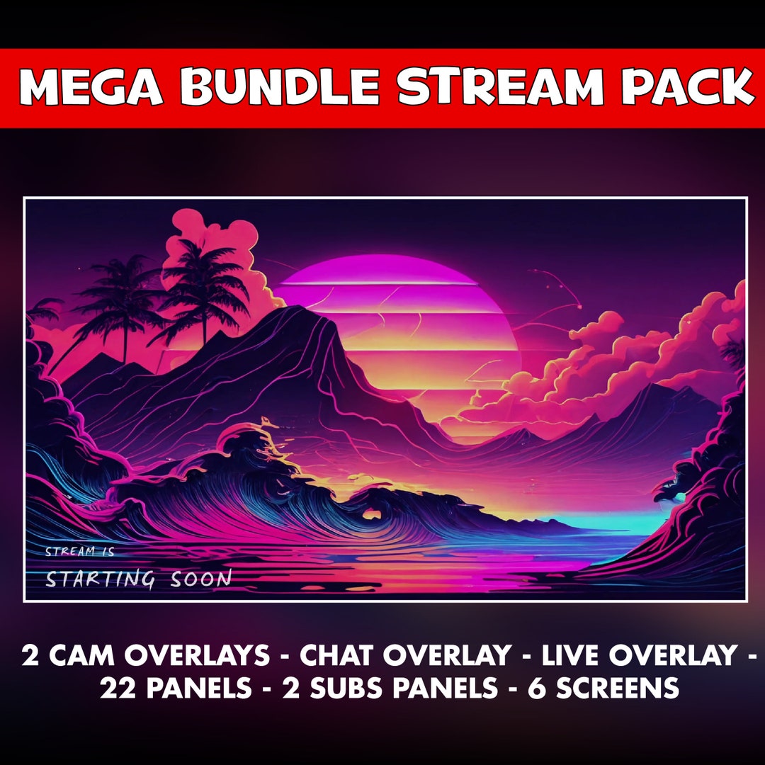 Vapor Wave Retro Twitch Overlay Animated Pack - 80s Videogame Arcade ...