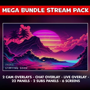 Vapor Wave Retro Twitch Overlay Animated Pack - 80s Videogame Arcade ...