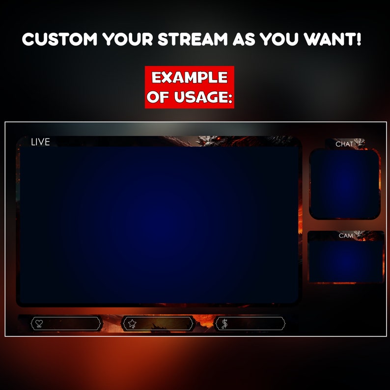 Dragon Battle Twitch Overlay Animated Pack - Mythological Fantasy Fire ...