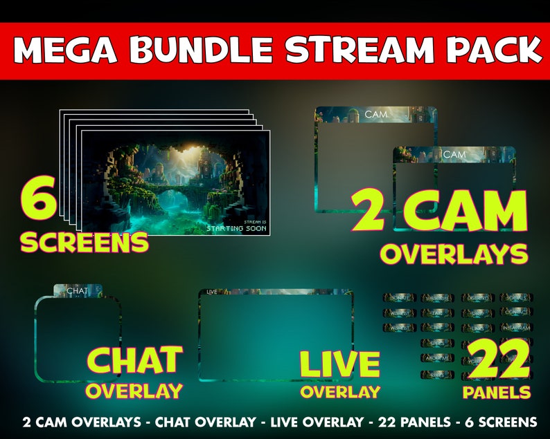 Minecraft Twitch Overlay Animated Pack Minecraft Landscape Cute ...