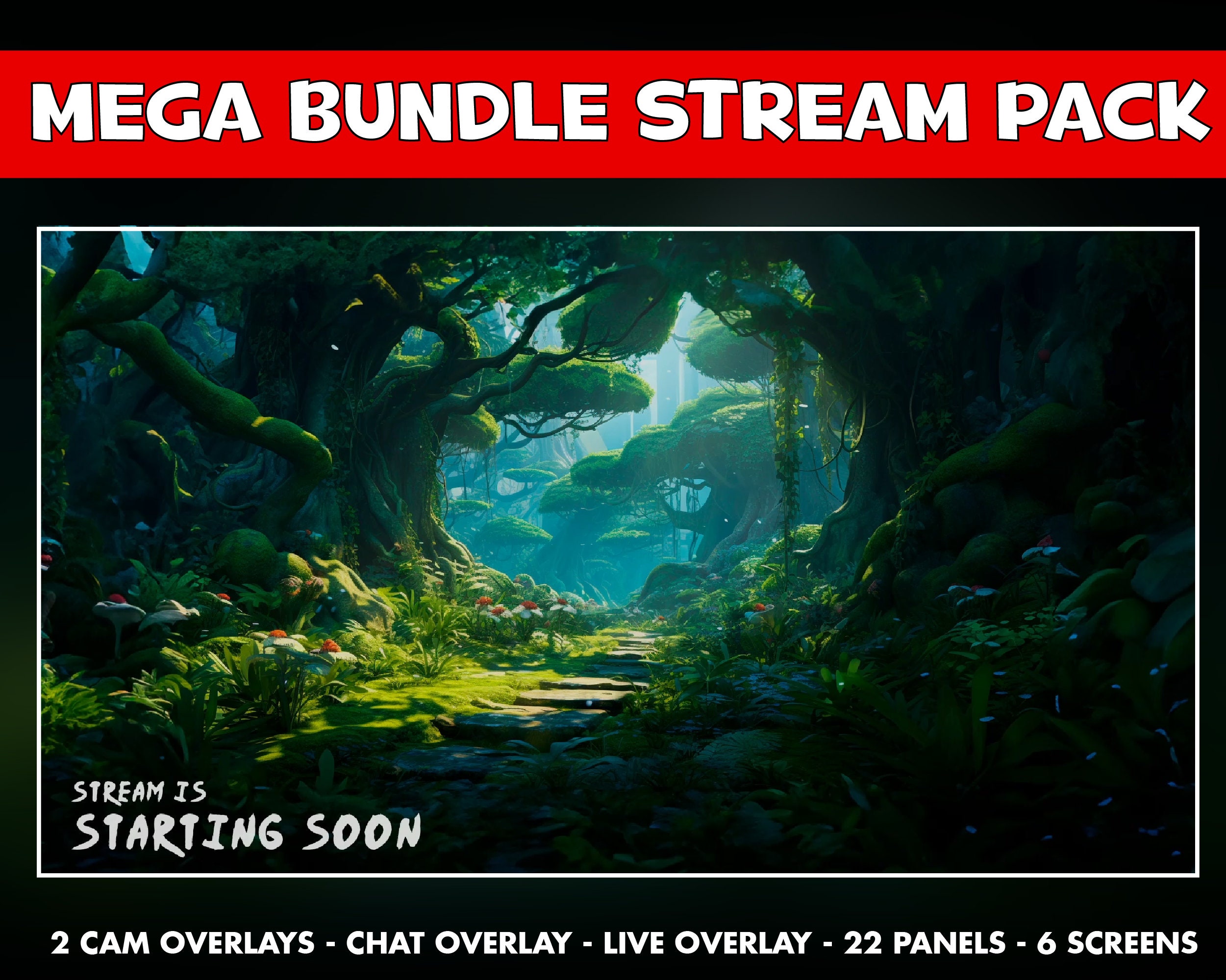 Forest Twitch Overlay Animated Pack - Jungle Plants Stream Screens ...