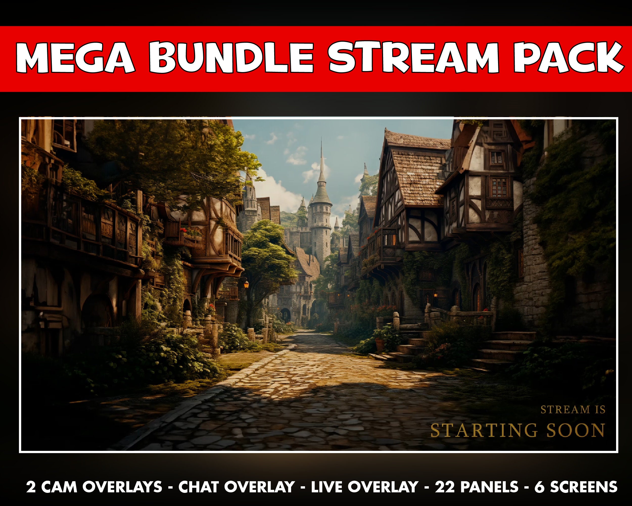 Cozy Medieval Twitch Overlay Animated Pack - Medieval Village Cute ...