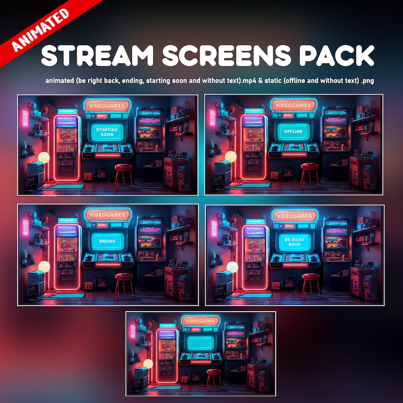 Retro Twitch Overlay Animated - Inspired 80s Videogame Screens ...