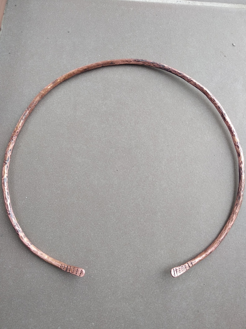 Oxidized Hammered Copper Thick Choker, Adjustable Open Collar - Etsy