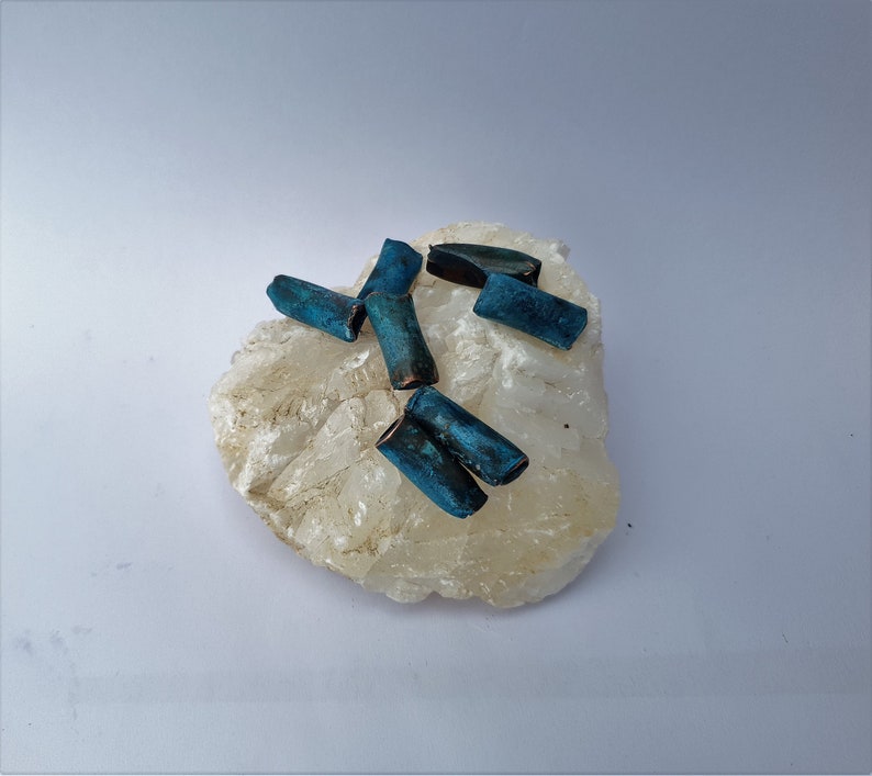 10 Handmade Turquoise Rust Copper Tube Beads With Mixed Patina - Etsy