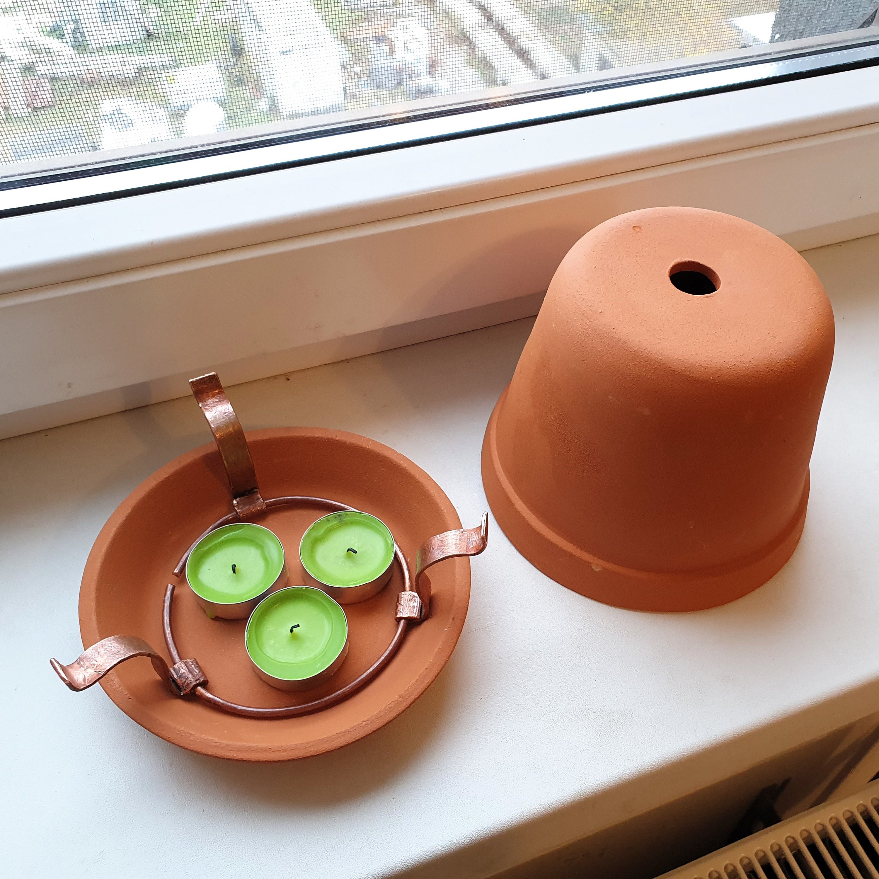 Candles Heater With Handcrafted Copper Bar, Tealight Stove, Ceramics ...