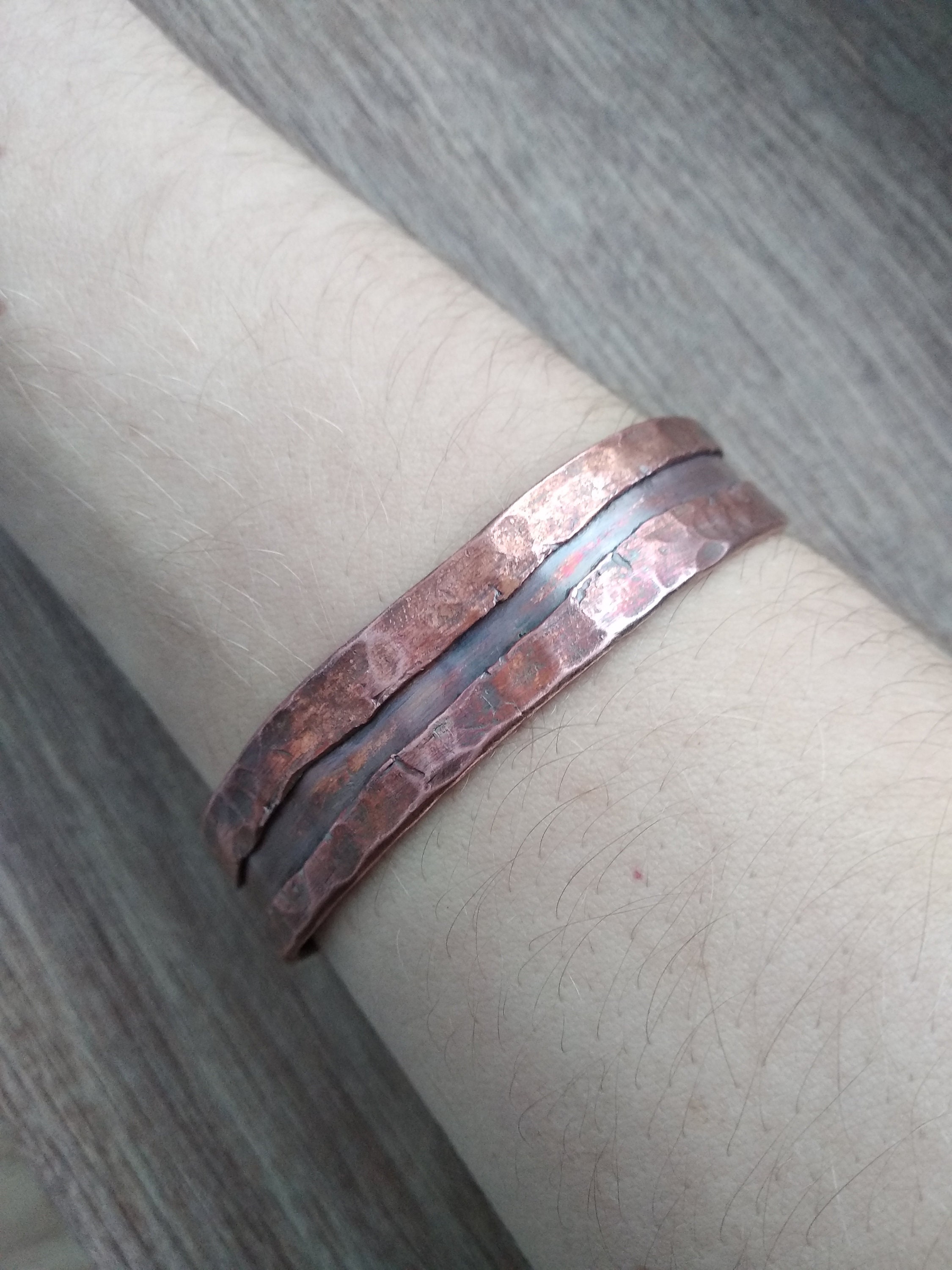 Hammered Copper Cuff, Hammered Stylish Bracelet, 7th Anniversary Gift ...