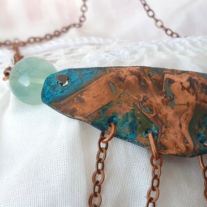 Turquoise Rust Triangle Copper Chain Pendant, Patinated Tribal Ancient ...