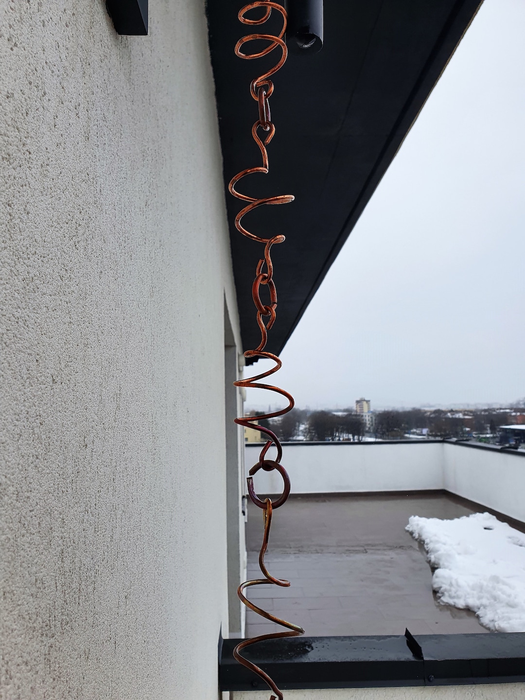2 Meters Long Copper Rain Chain for Gutters, Hanging Decorative Spiral ...