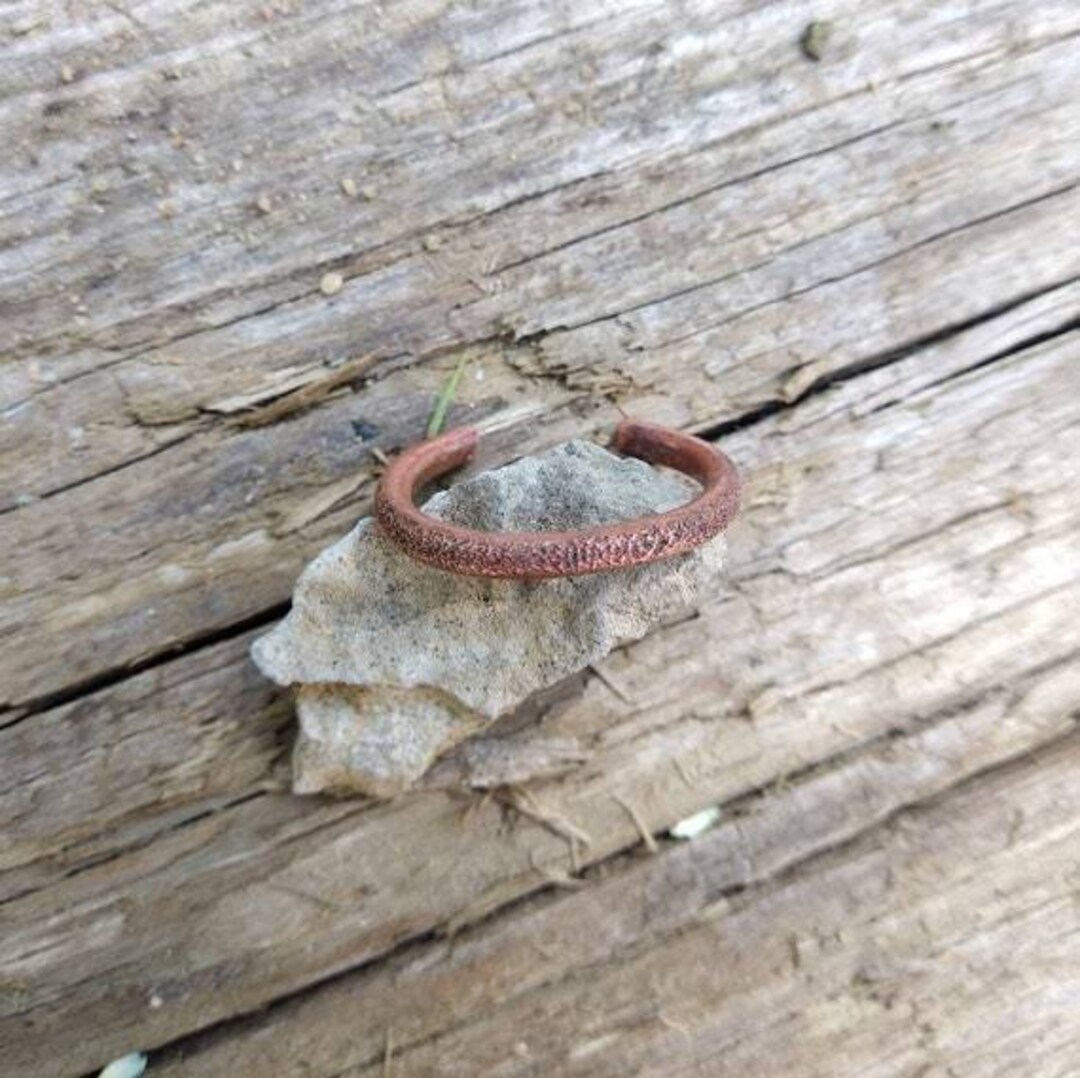 Set of Two Copper Toe Rings, Thin Polished Pure Copper Rings, Textured ...