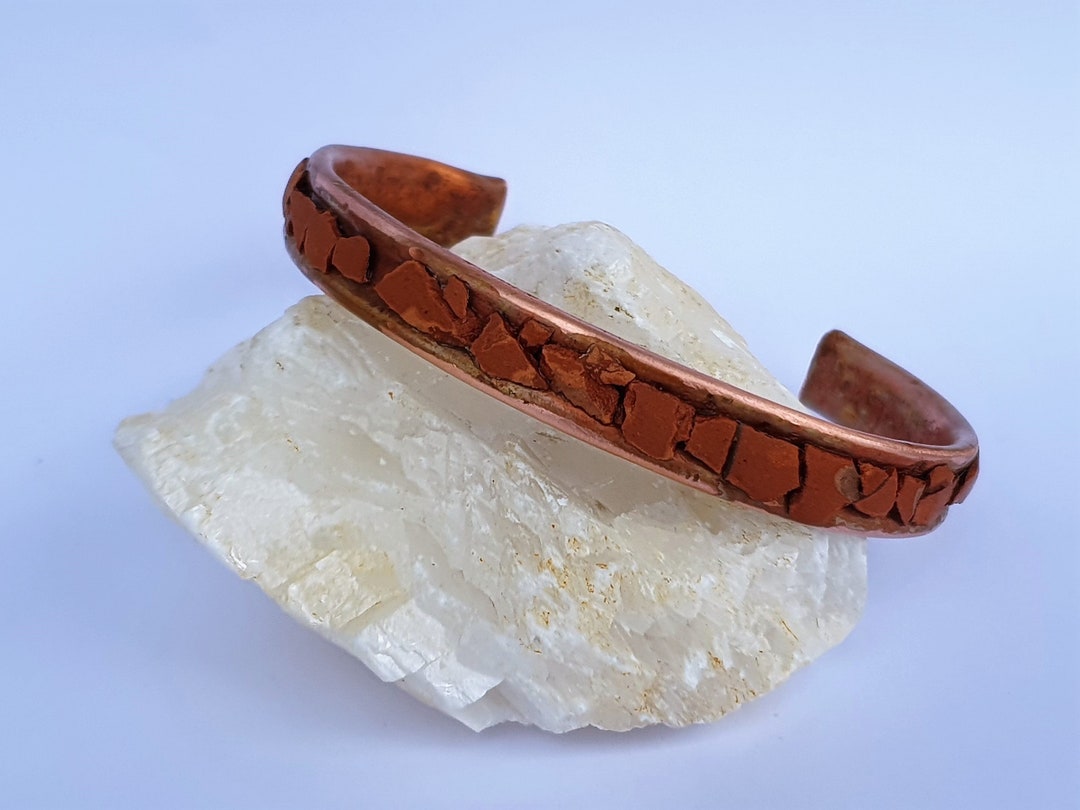 Copper Bangle With Ceramic Pieces Inlay, Pure Copper Bangle, Custom 7th ...