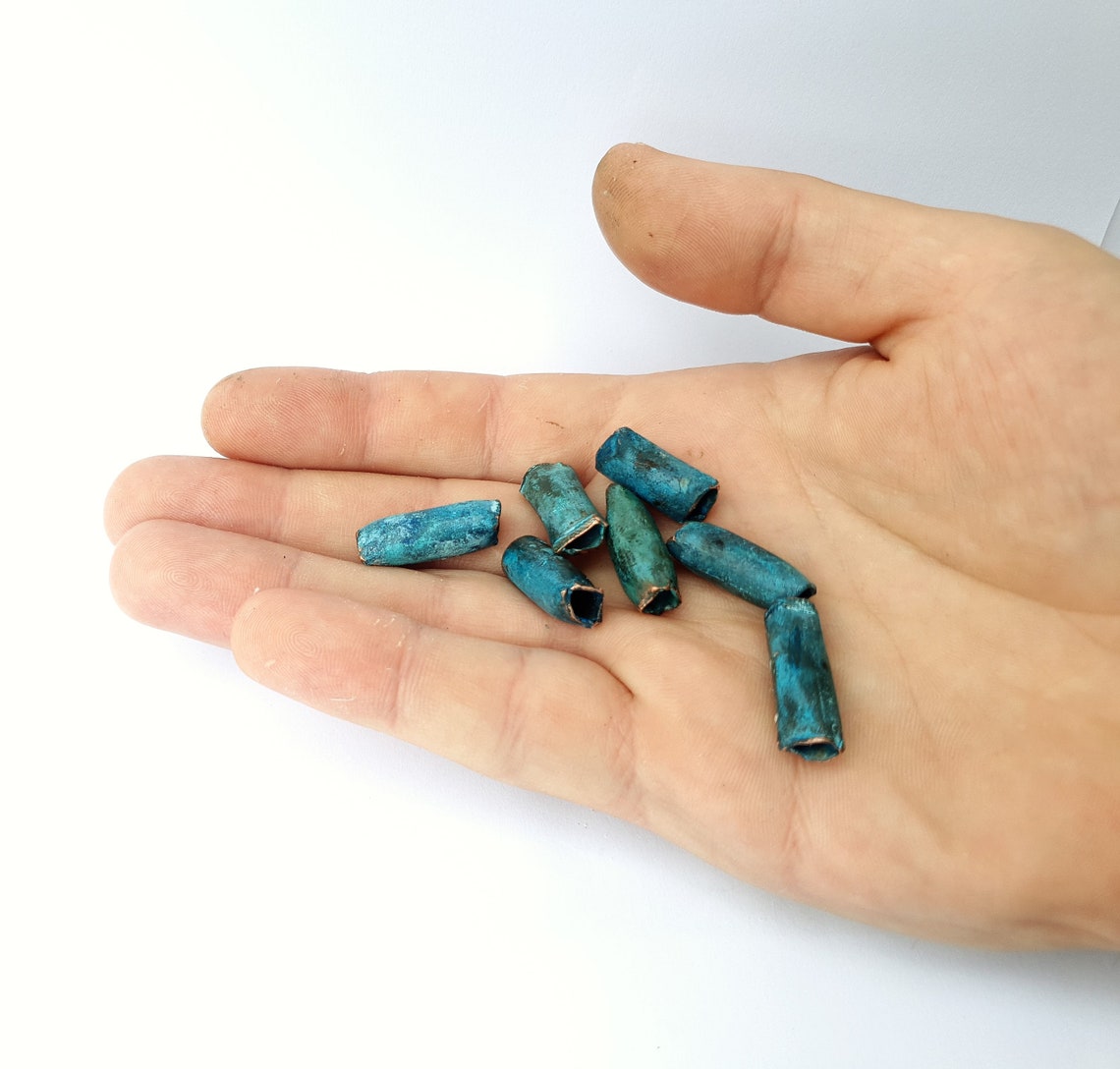 10 Handmade Turquoise Rust Copper Tube Beads With Mixed Patina - Etsy