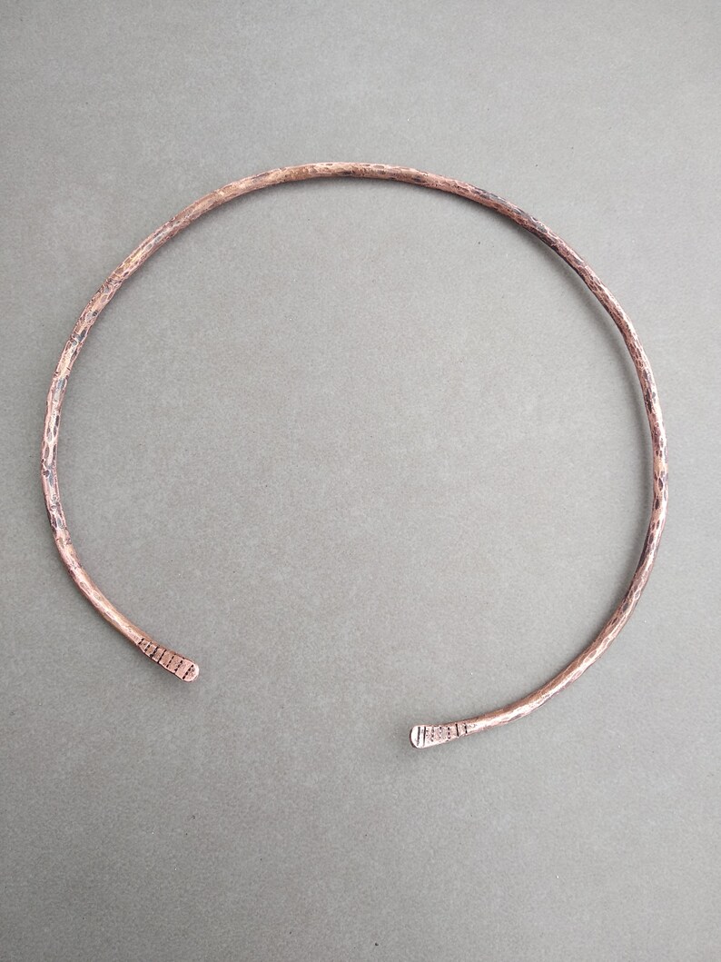 Oxidized Hammered Copper Thick Choker, Adjustable Open Collar - Etsy