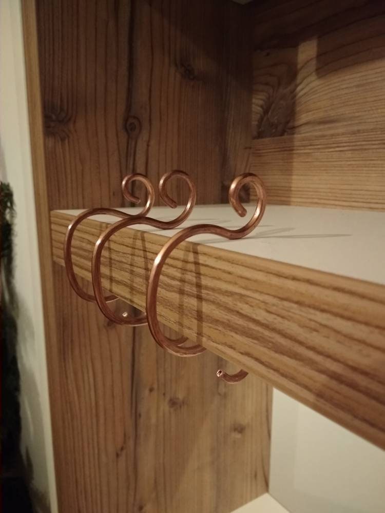 Solid Copper Mantle Stocking Holder, Hammered Stocking Hanger ...