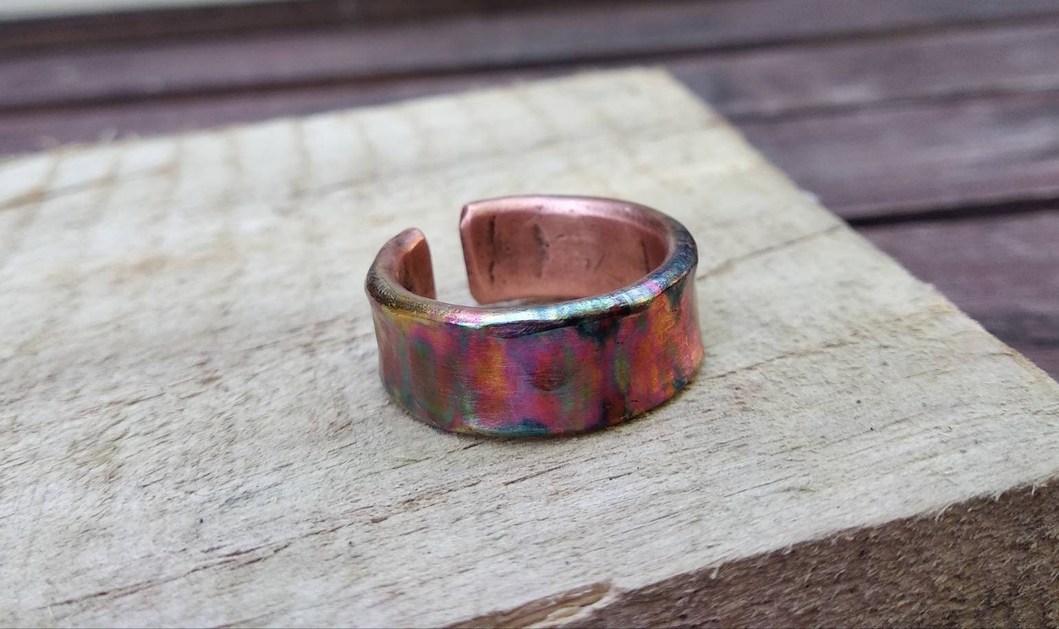 Flame Painted Copper Ring for Men&women Flame Colored - Etsy