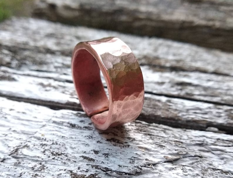Polished Hammered Copper Ring 7th Anniversary Copper Gift - Etsy