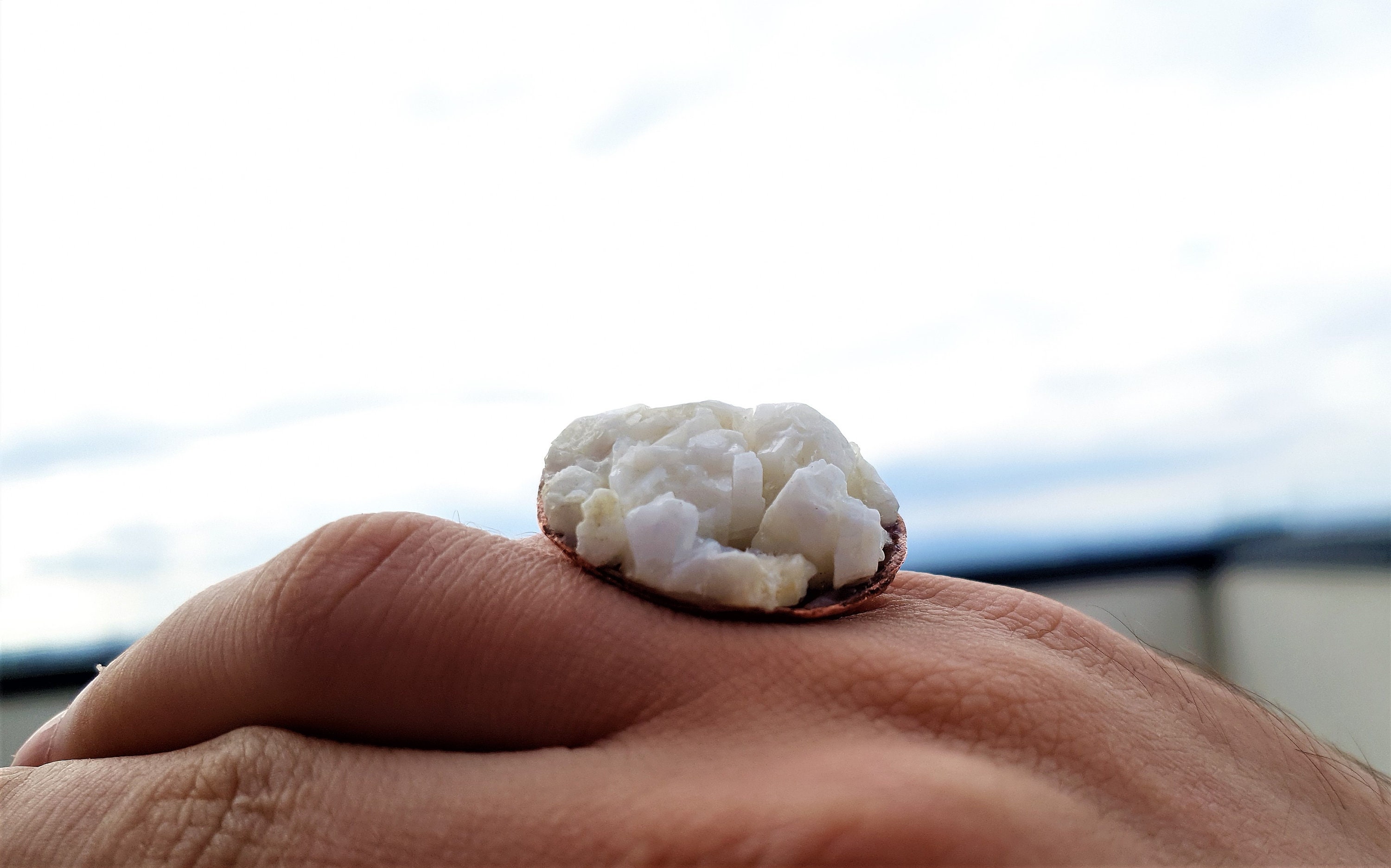 30 Mm Copper Ring With White Alabaster calcite Gemstone in - Etsy