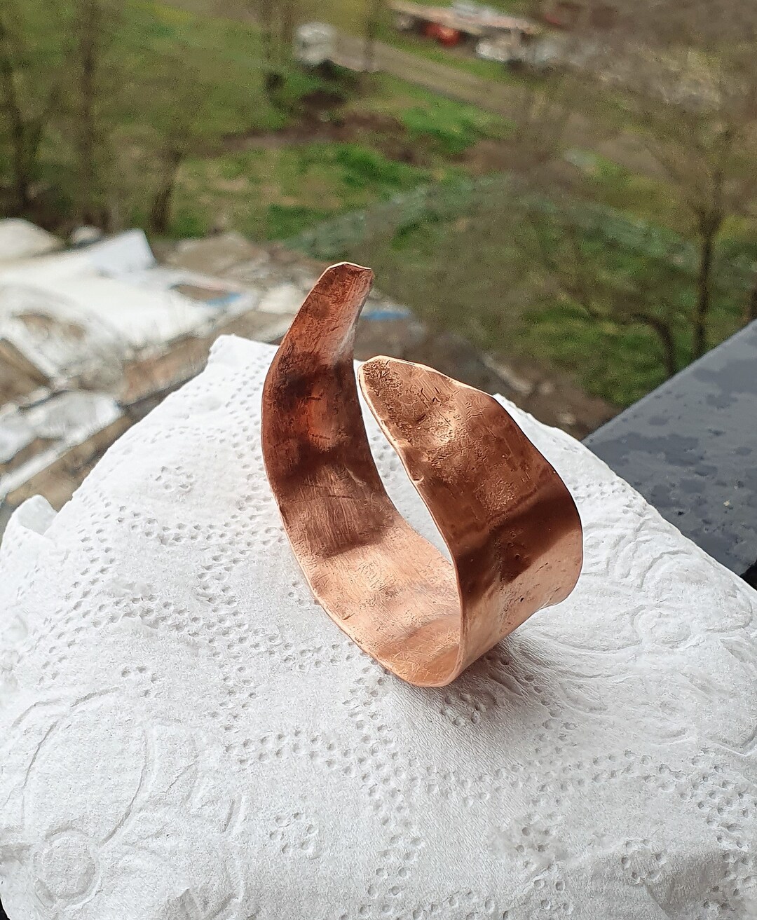 Hammered Copper Cuff, Hammered Stylish Bracelet, 7th Anniversary Gift ...