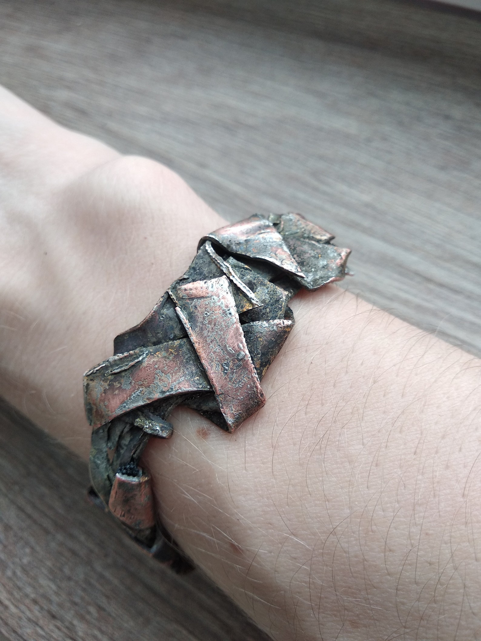 Post-apocalyptic Rustic Copper Jewelry Set Cuff Ring / Custom Jewelry ...