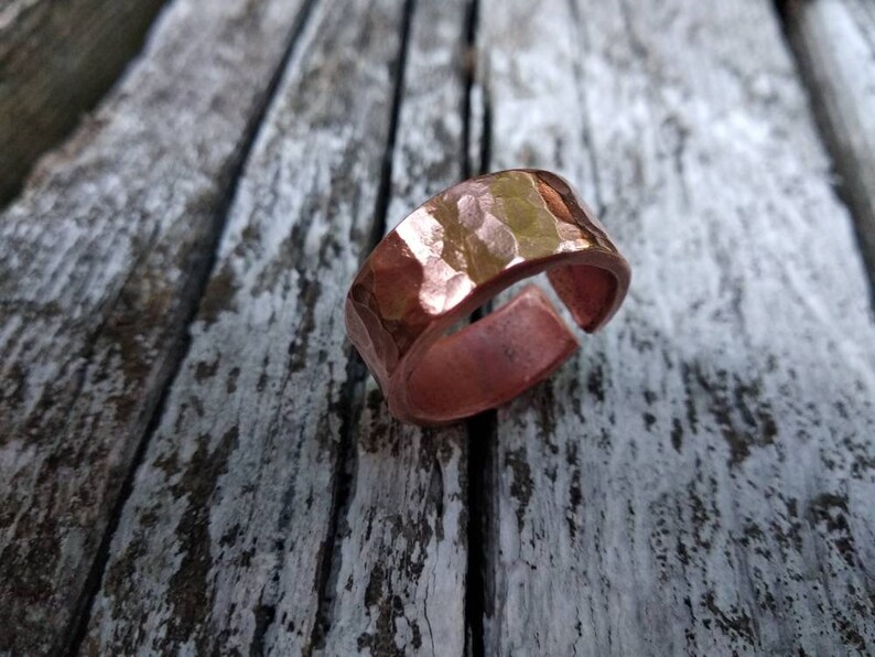 Polished Hammered Copper Ring 7th Anniversary Copper Gift - Etsy