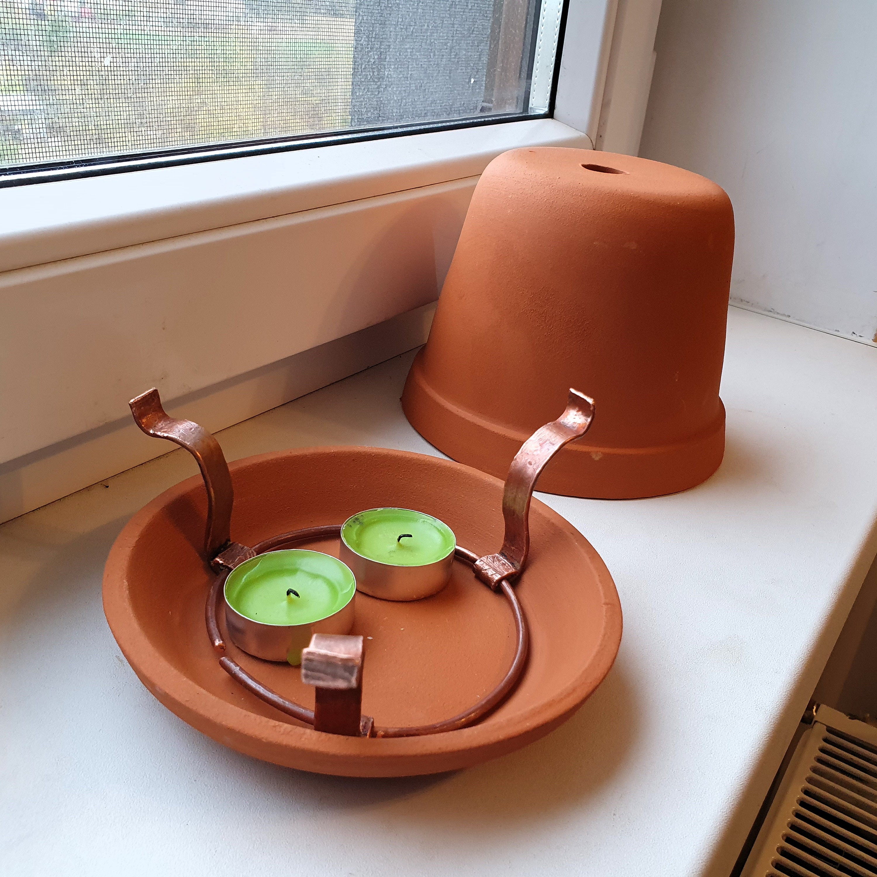 Candles Heater With Handcrafted Copper Bar, Tealight Stove, Ceramics ...