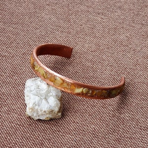 Handmade Copper Bracelet With Natural Amber Inlay on Epoxy - Etsy