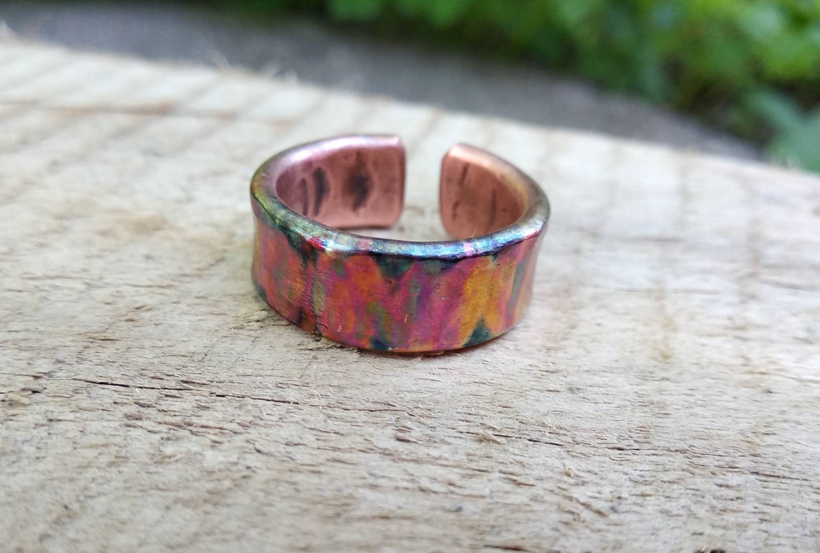 Flame Painted Copper Ring for Men&women Flame Colored - Etsy