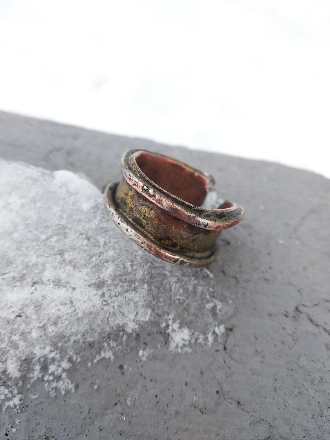 Post-apocalyptic Rustic Copper Jewelry Set Cuff + Ring / Custom Jewelry ...