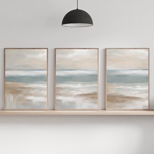 Muted Coastal Landscape Print Set, Neutral Beach House Decor Digital ...