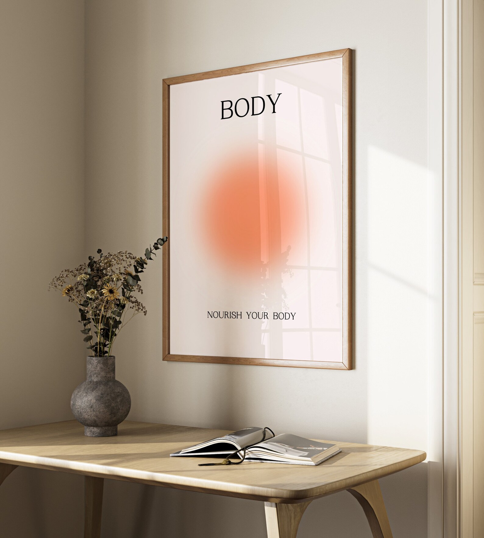 Mind Body Soul Print Set: Grainy Gradient Spiritual Art Digital ...