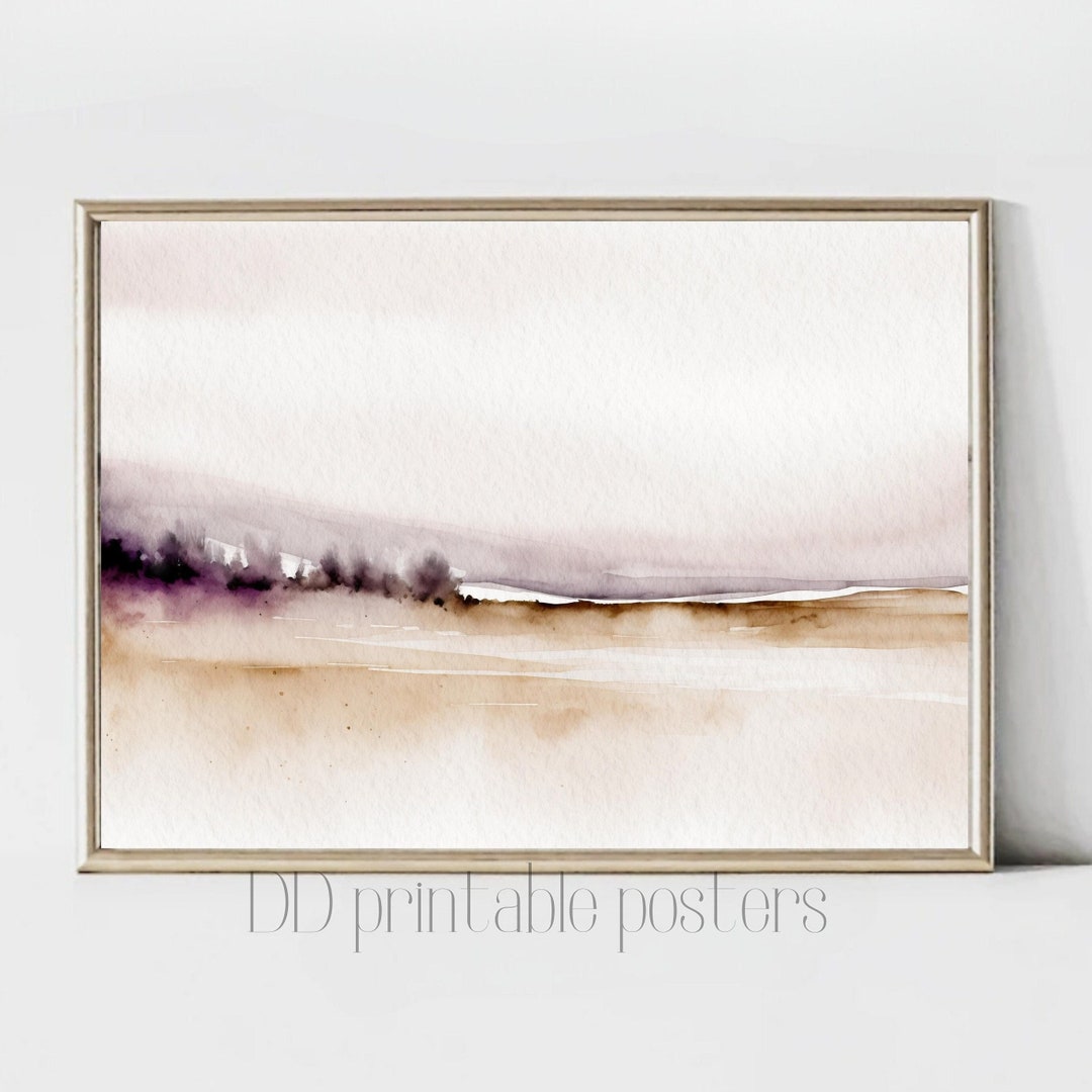 Minimalist Watercolor Landscape Print, Abstract Painting, Neutral ...