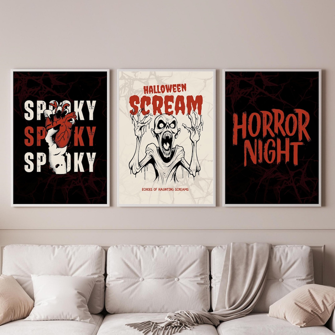 Halloween Print Set of 3 Spooky Print Scream Print Creepy - Etsy