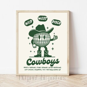 Cowboy Disco Ball Print, Retro Western Art Digital Download - Etsy