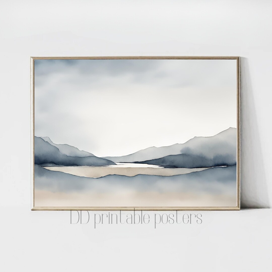 Minimalist Watercolor Landscape Print Blue Landscape Print - Etsy