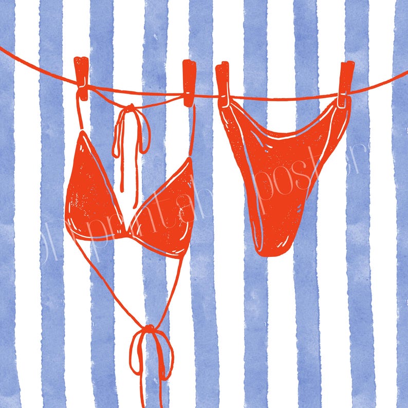 Red Bikini Print, Beachy Coastal Wall Art Instant Download - Etsy