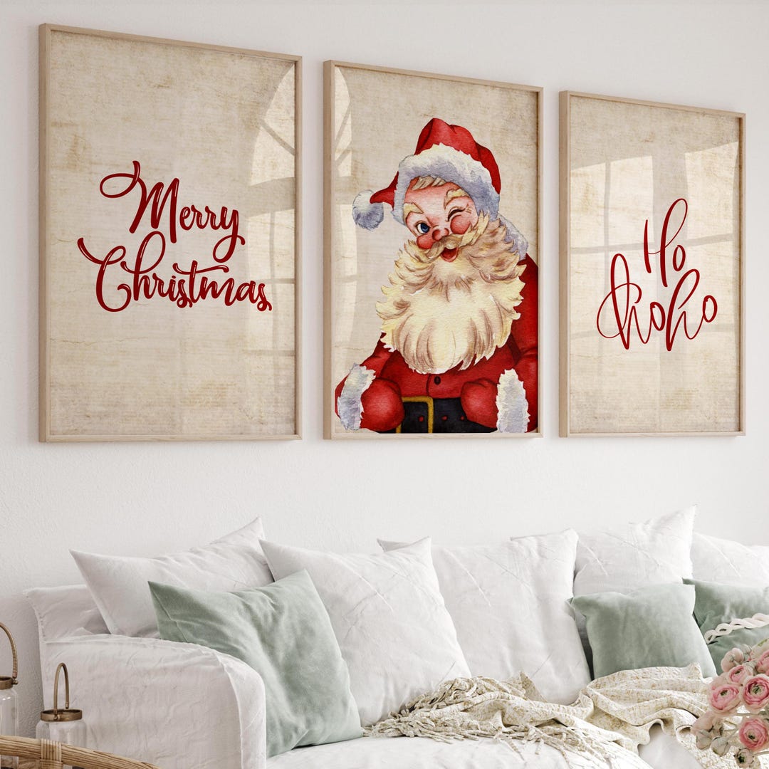 Christmas Print Download, Set of 3 Prints, Christmas Poster, Vintage ...