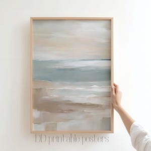 Coastal Wall Art Set of 3, Muted Beach Landscape Prints, Neutral ...