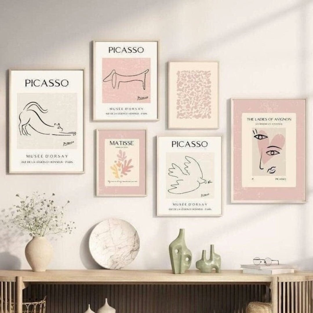 Picasso Gallery Wall Set: Pink Tone Art Prints (digital Download) - Etsy
