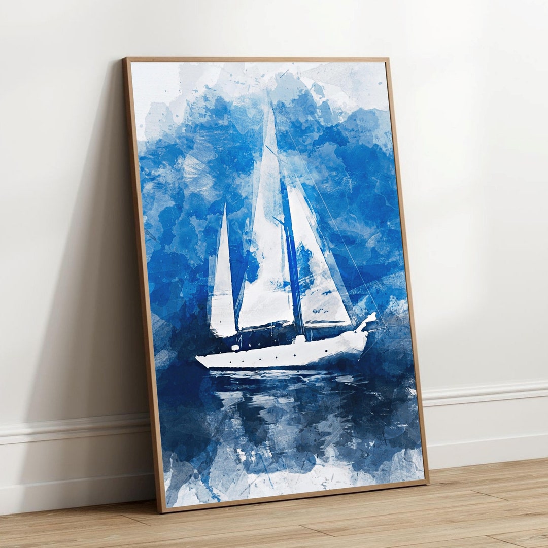 Boot drucken Segelboot Poster blaues Poster abstrakte - Etsy.de