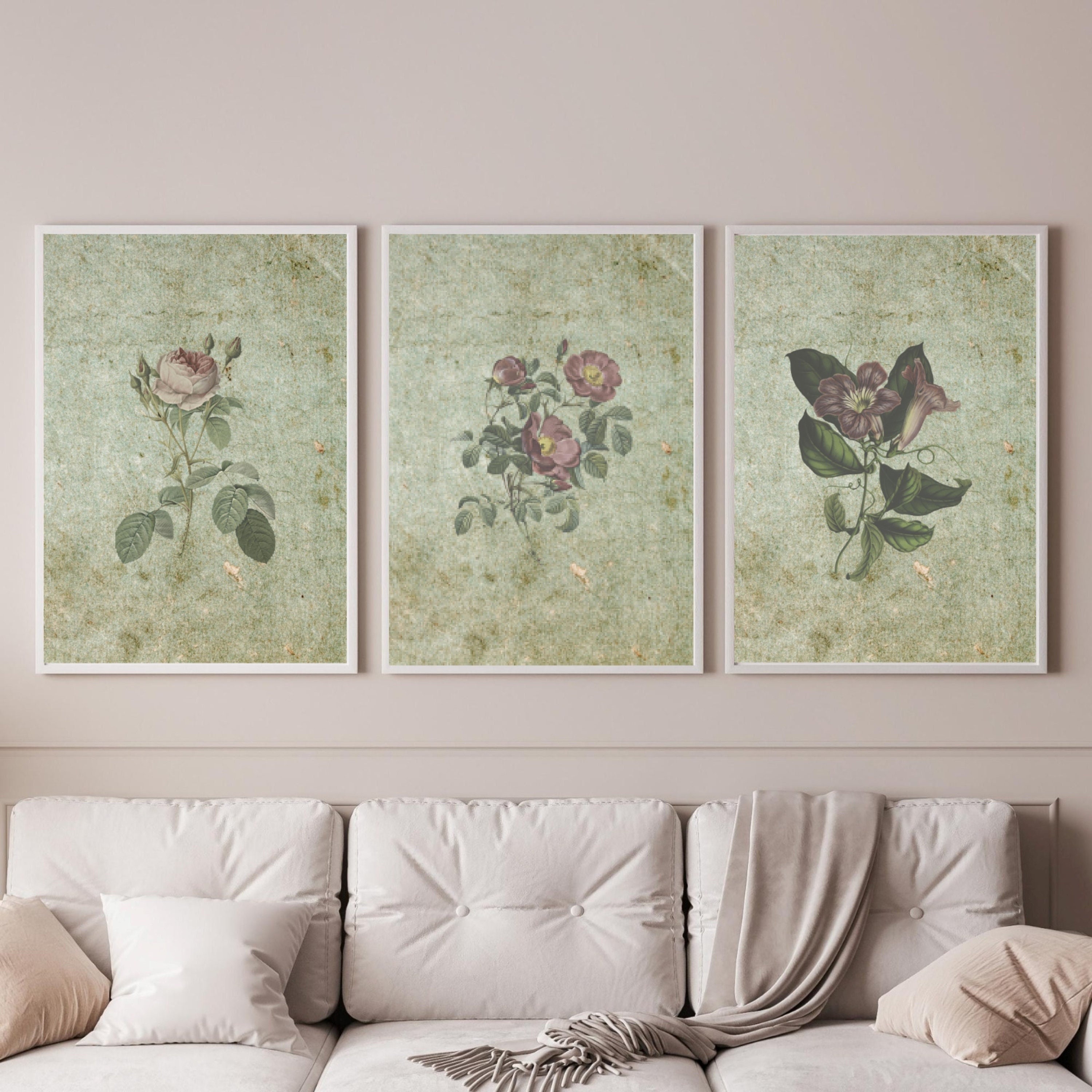 Vintage Flower Print Set of 3 Vintage Botanical Prints - Etsy