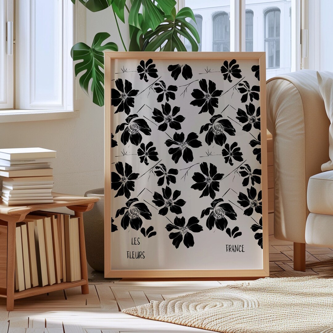 Wildflowers Print, Black White Flower Poster, Les Fleurs, Flower Market ...